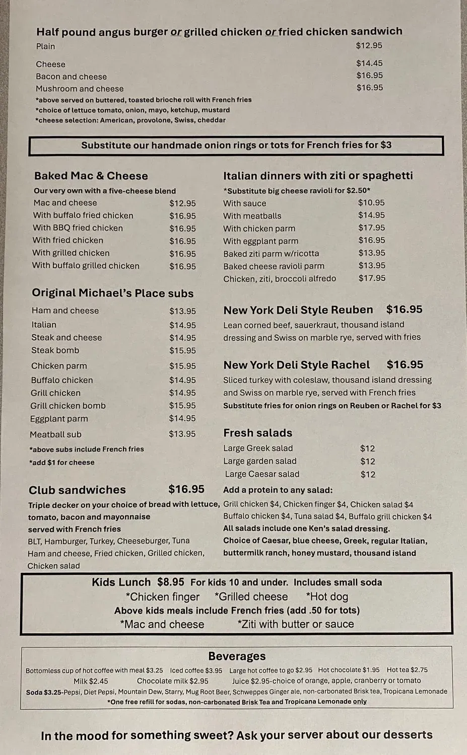 The Real McCoy Menu - Updated November 2025