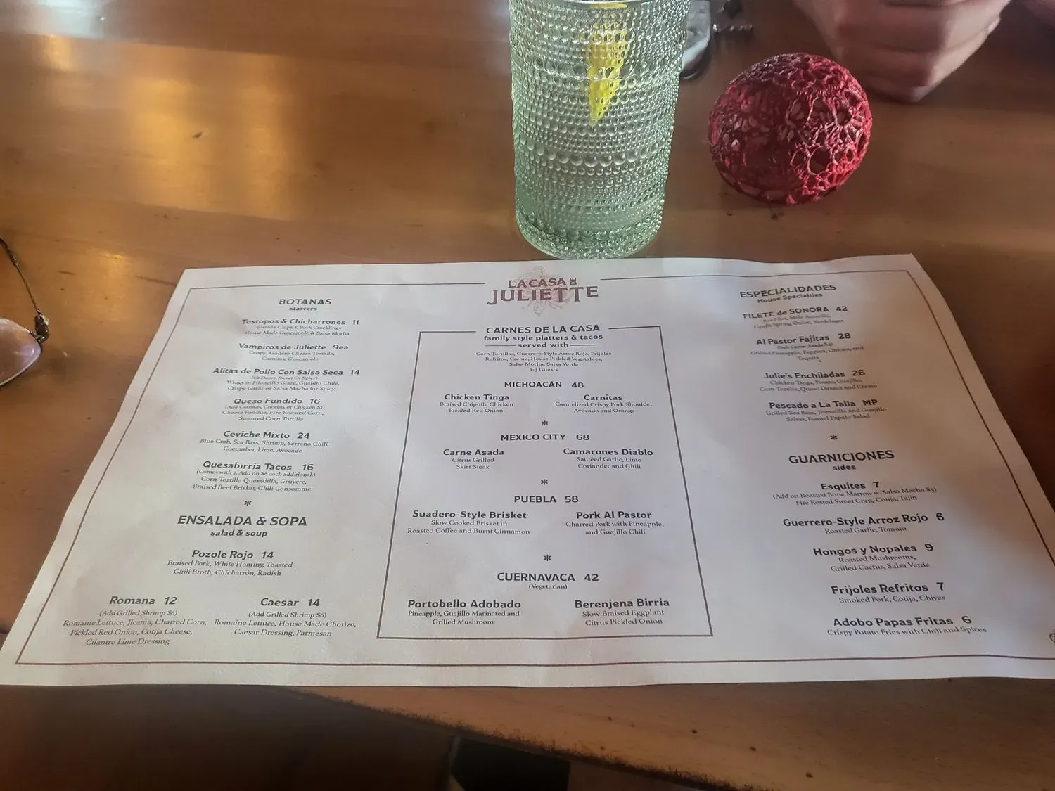 La Casa De Juliette Menu - Updated November 2025