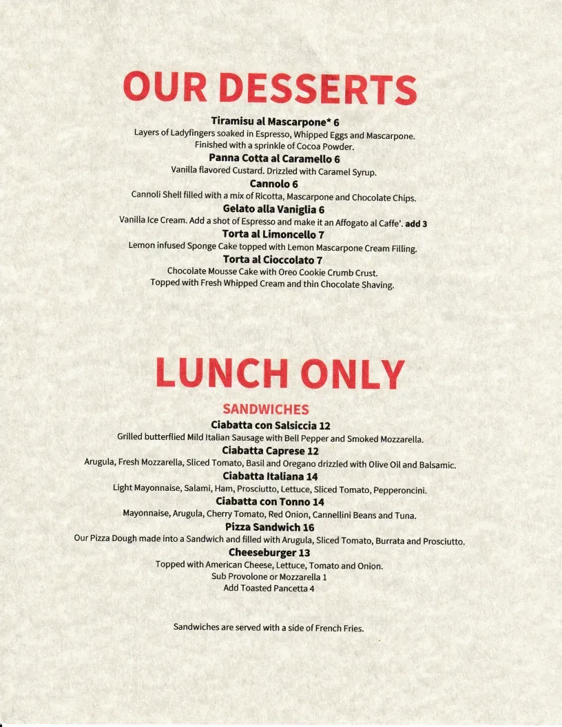 Bella Rimini Italian Restaurant Menu - Updated October 2025