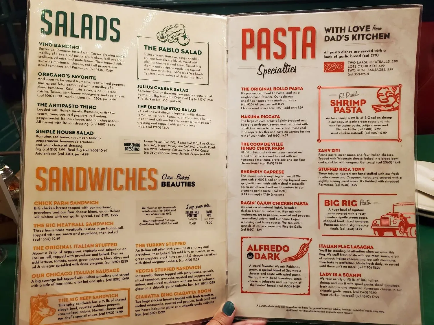 Oregano's Menu - Updated October 2025