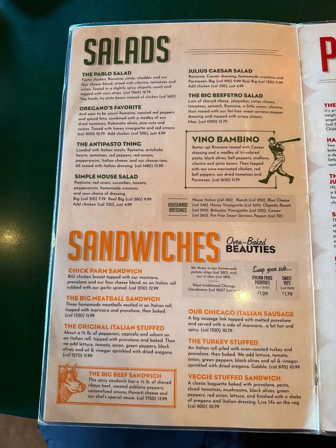 Oregano's Menu - Updated October 2025