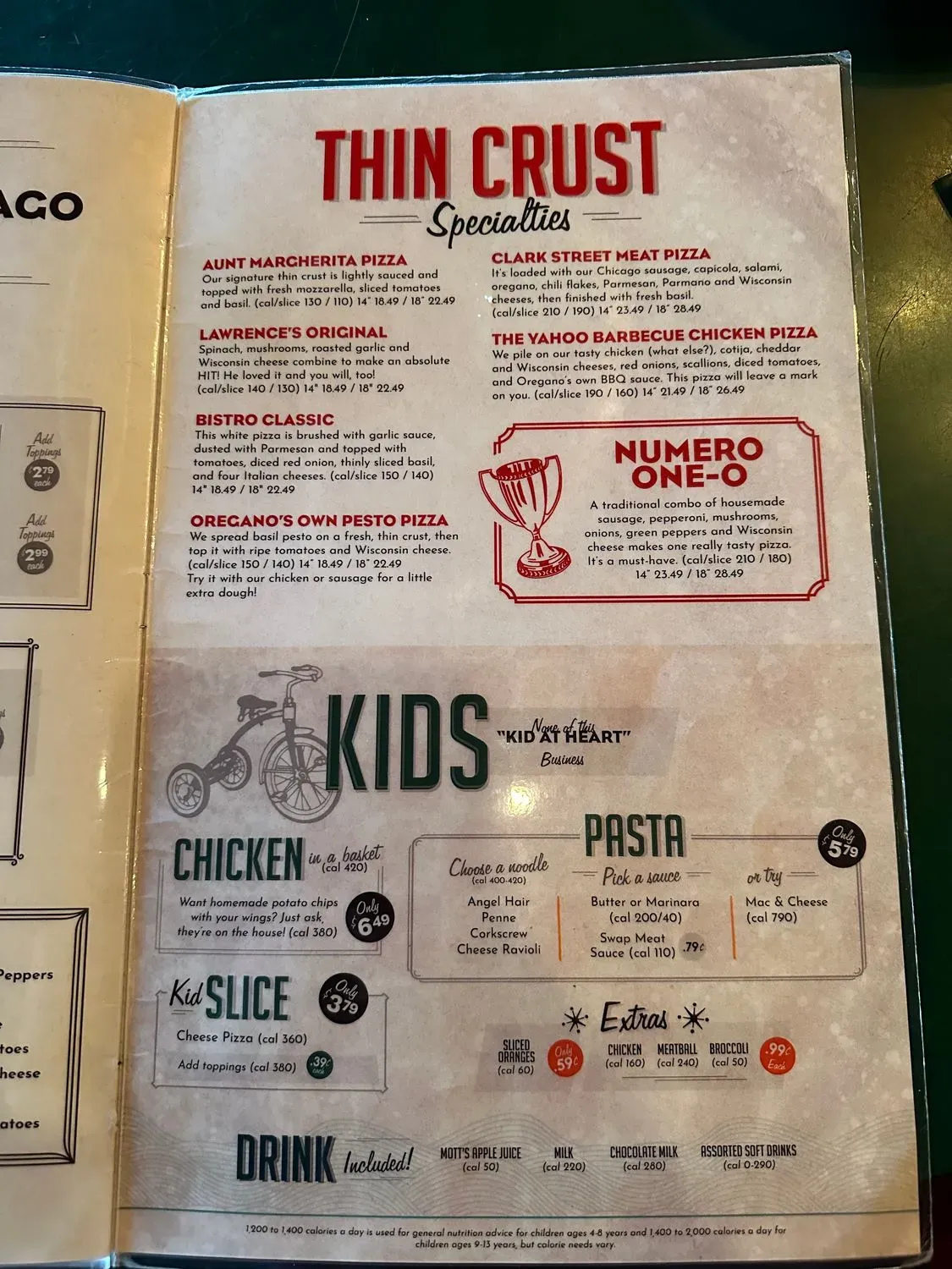 Oregano's Menu - Updated October 2025