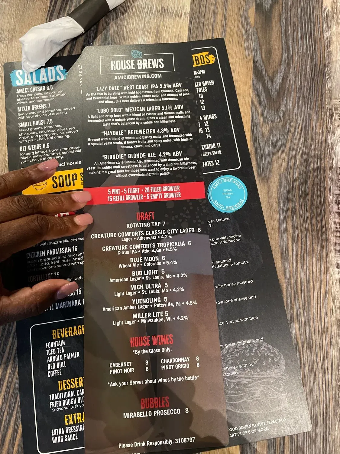 Amici Perry Menu - Updated November 2025