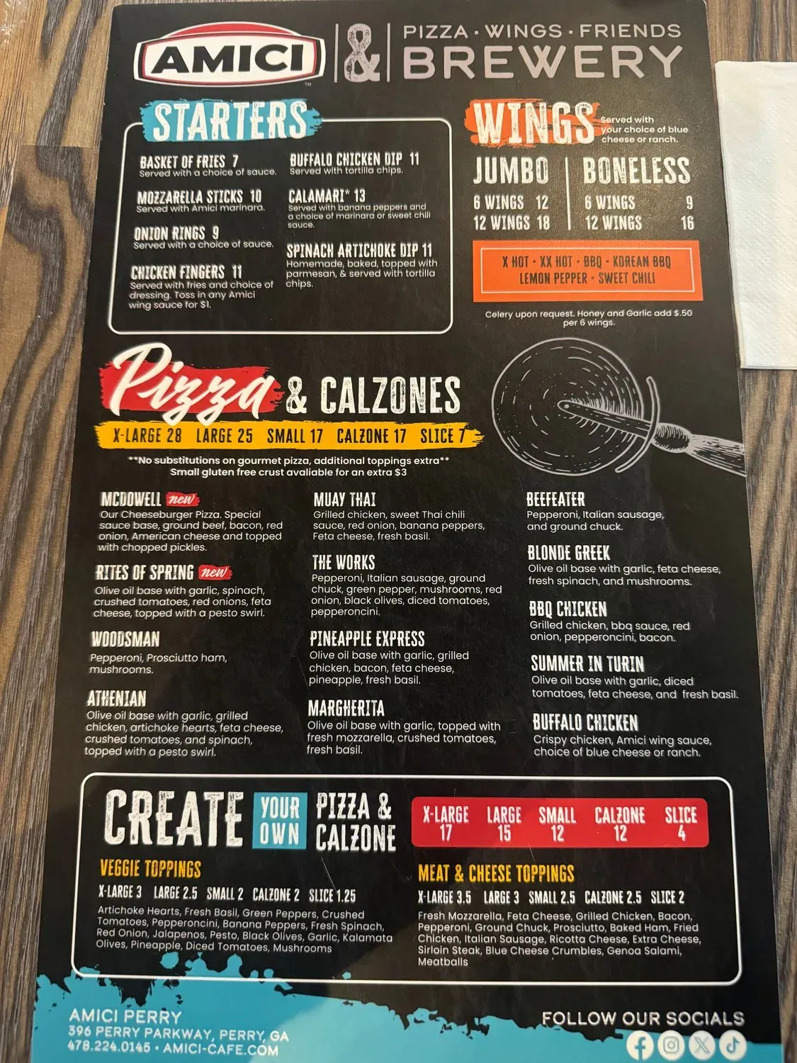 Amici Perry Menu - Updated November 2025