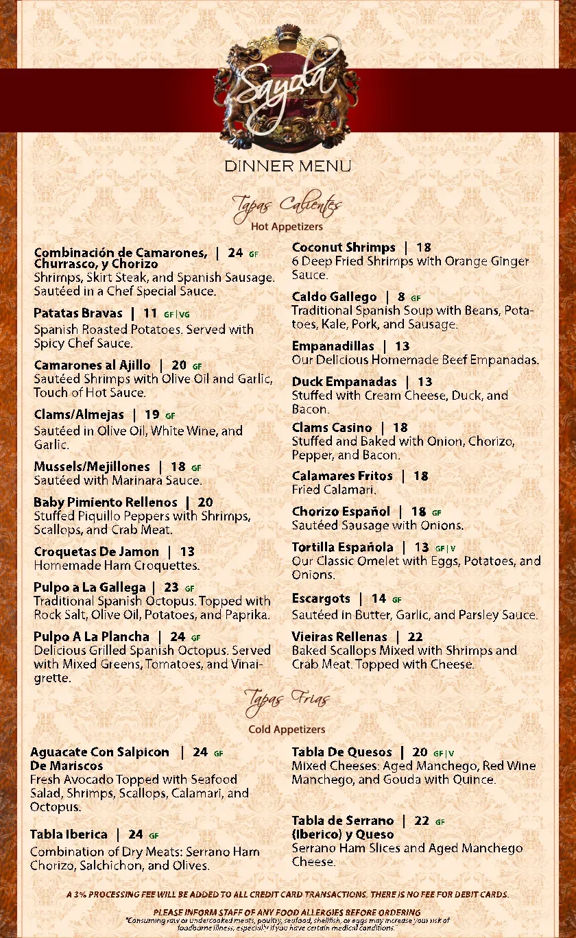 Sayola Restaurant Menu - Updated November 2025