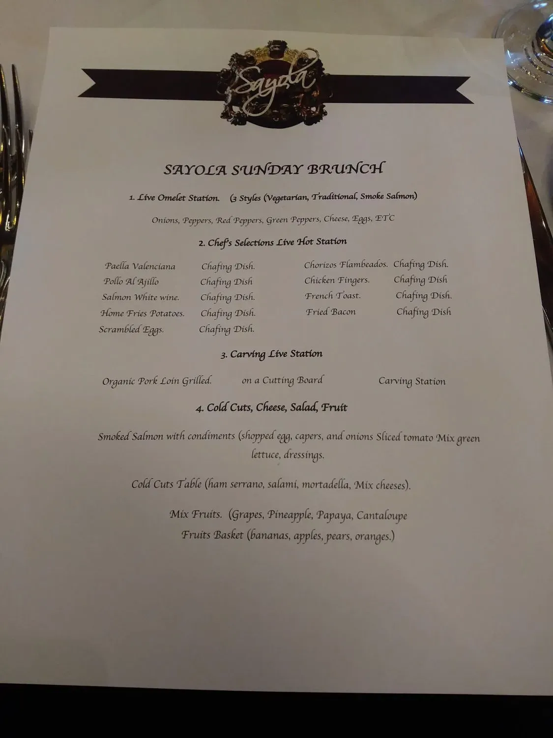 Sayola Restaurant Menu - Updated November 2025