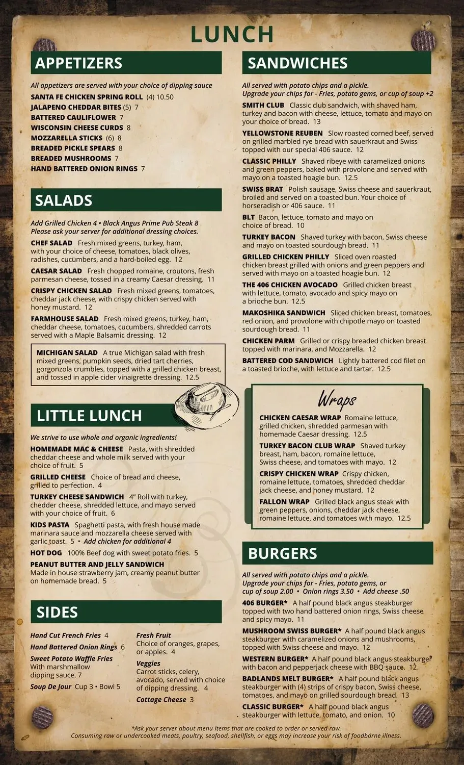 Barilik's 406 Cafe Menu - Updated November 2025