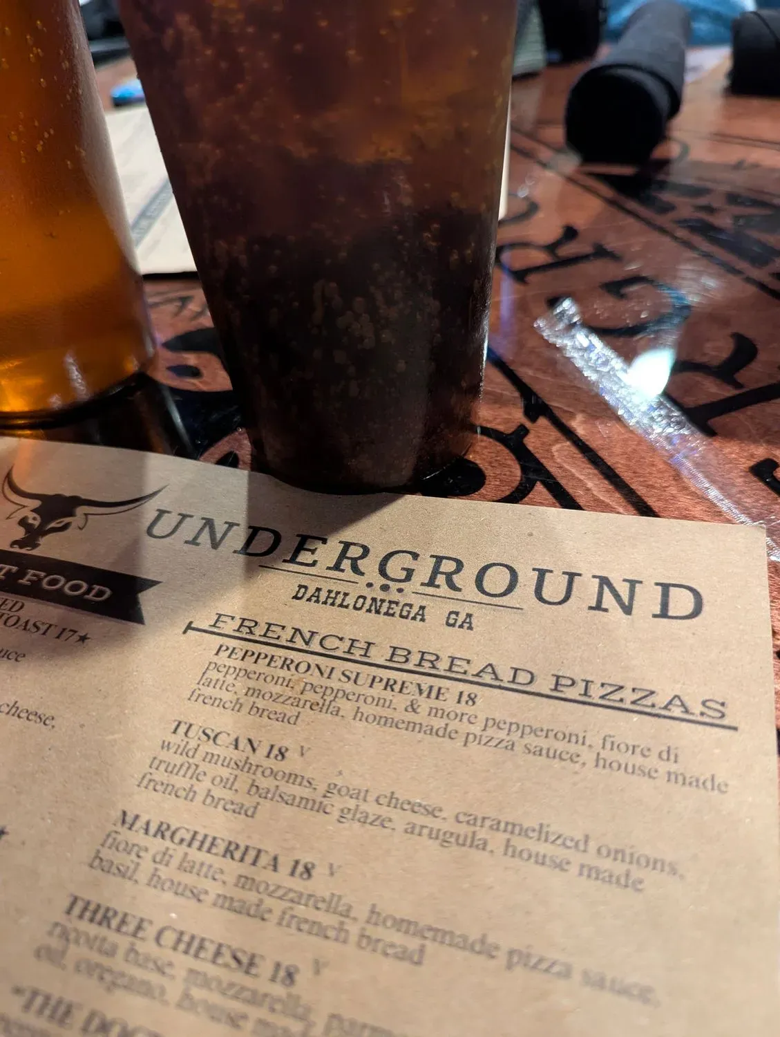 Underground Menu - Updated November 2025
