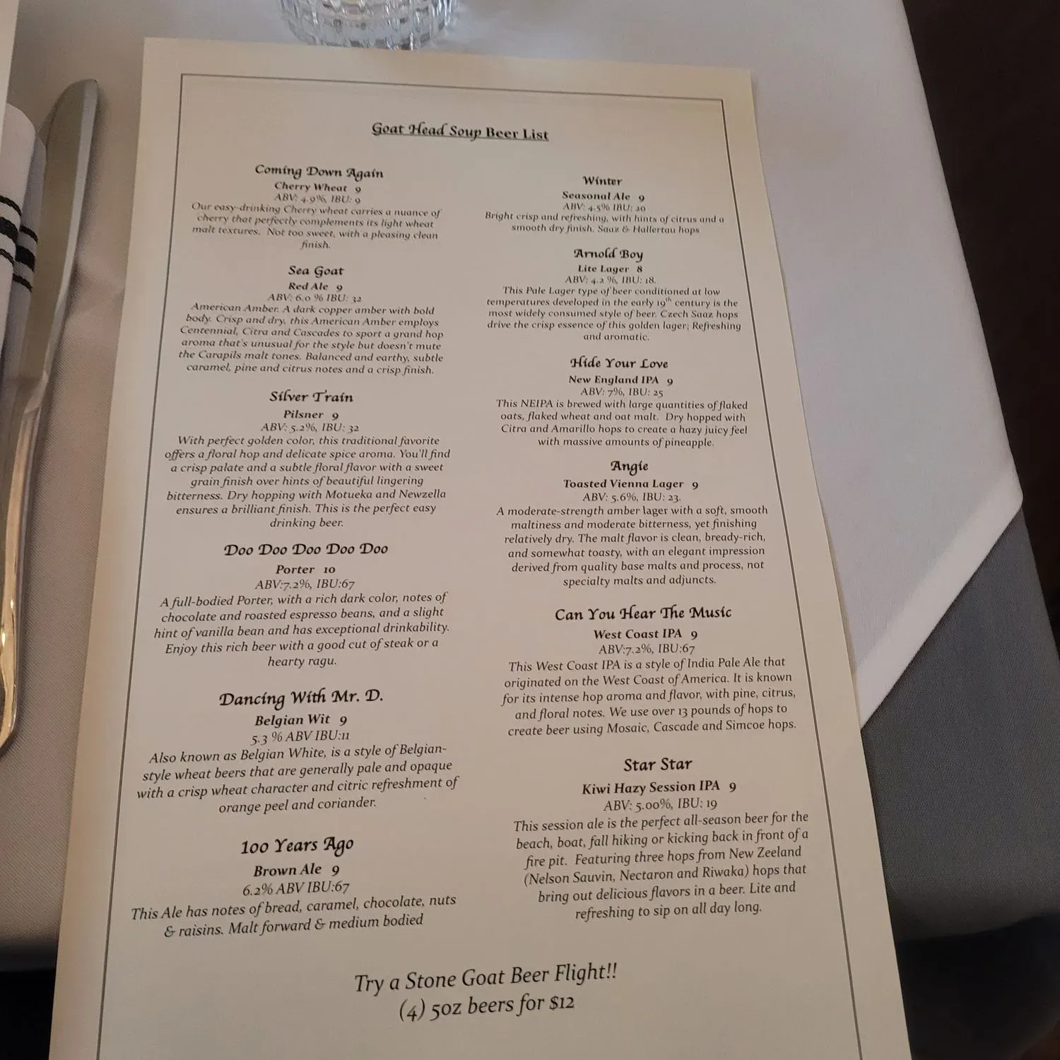 The Stone Goat Restaurant & Brewery Menu - Updated November 2025