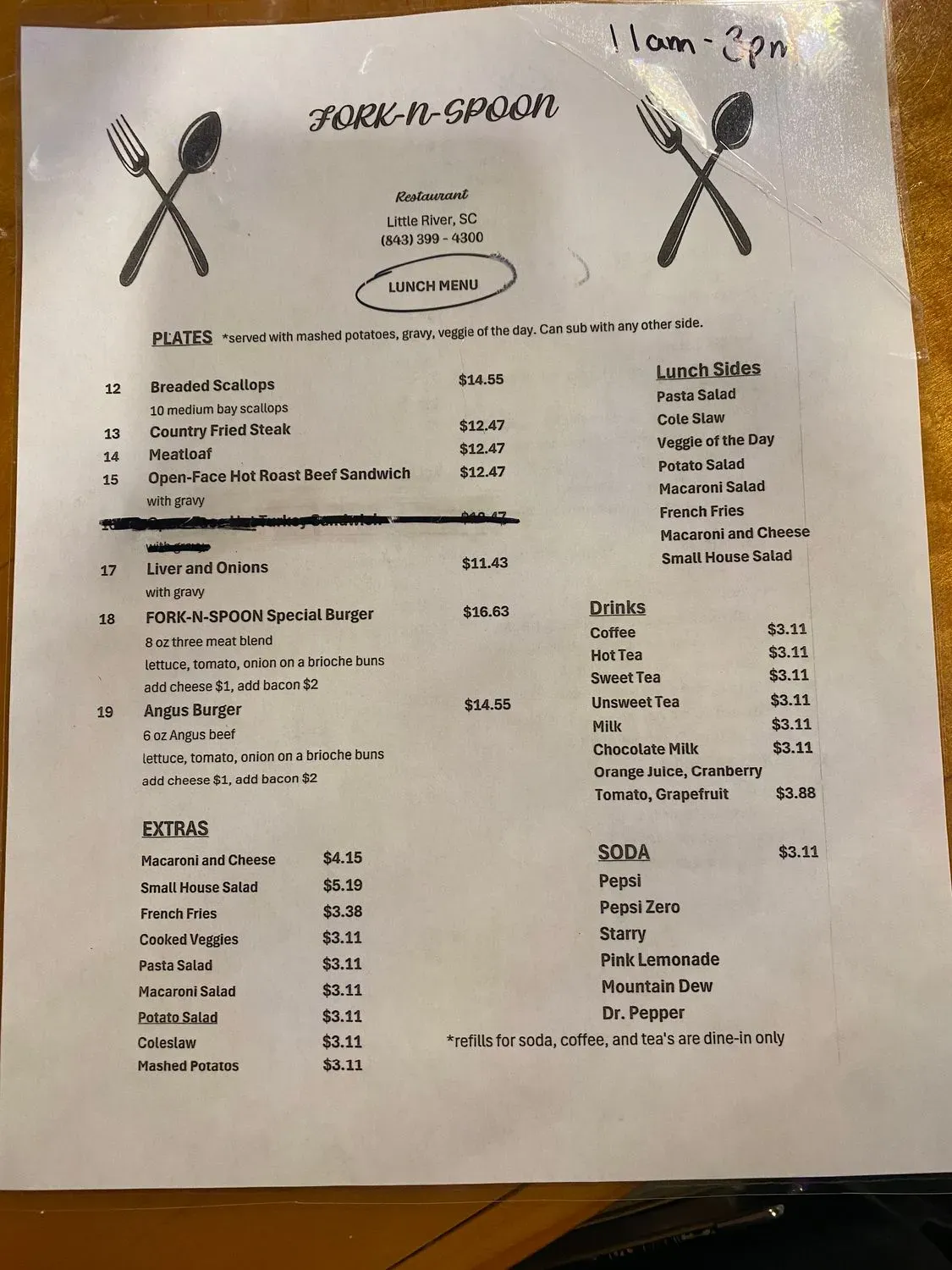 Fork-N-Spoon Menu - Updated November 2025