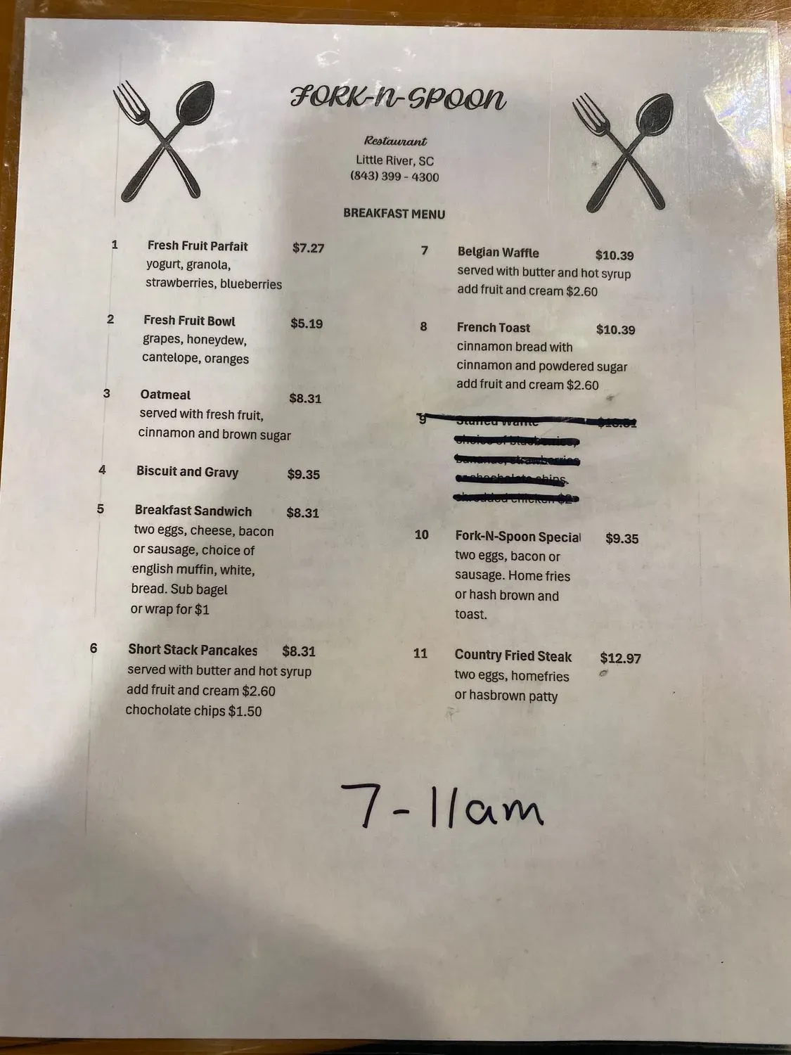 Fork-N-Spoon Menu - Updated November 2025