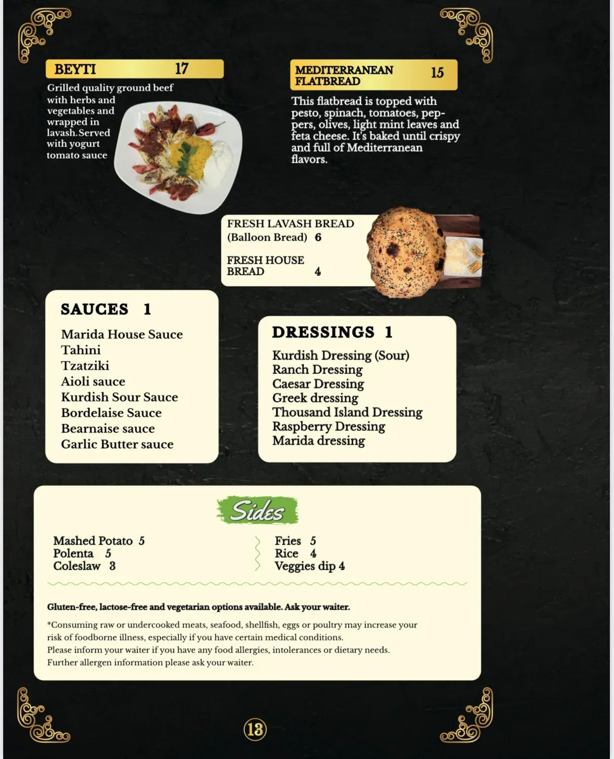 Marida Mediterranean Restaurant Menu - Updated October 2025