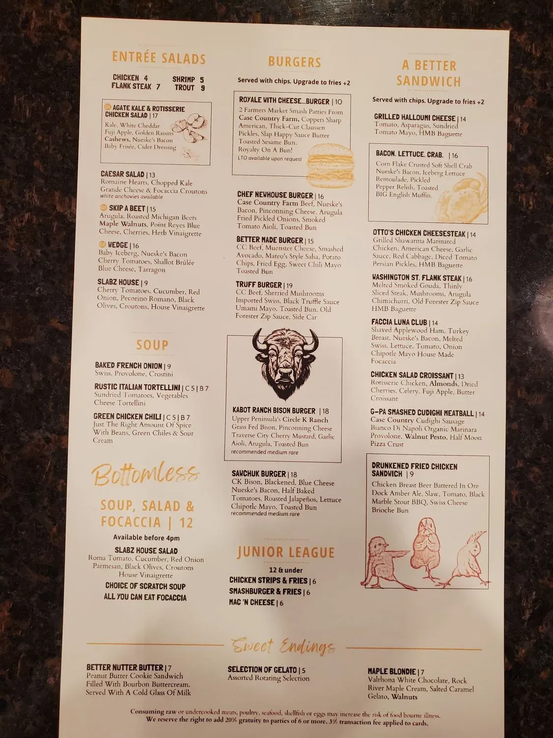 Slabz Bar & Grill Menu - Updated October 2025
