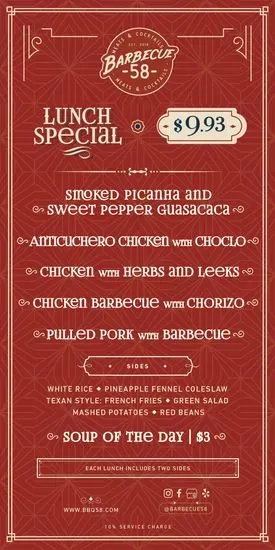 Barbecue 58 - Meats & Cocktails Menu | Miami, FL | Checkle