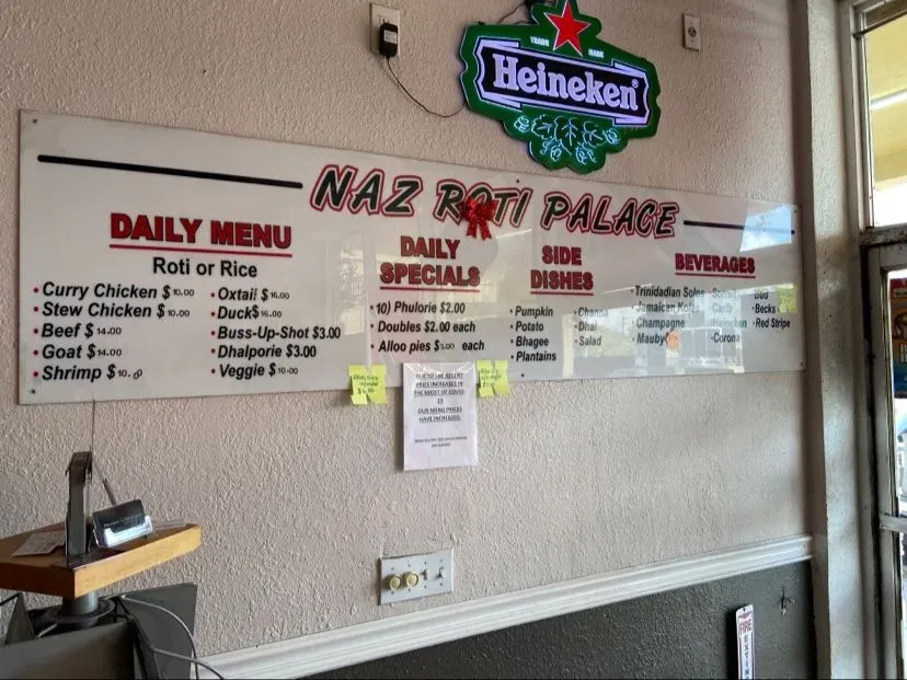 Naz Roti Palace Menu