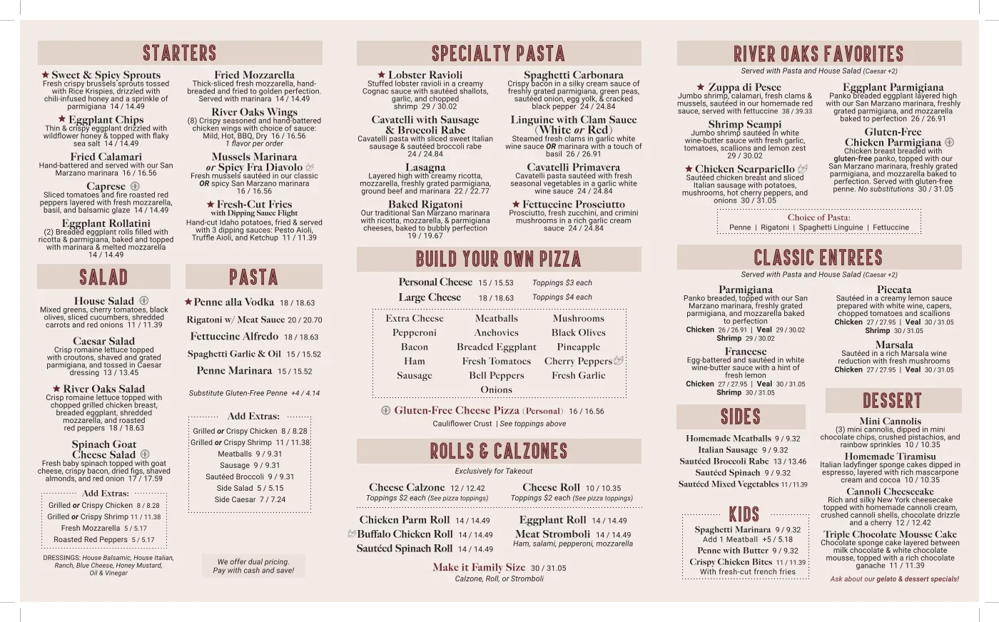 River Oaks Pizzeria of Surfside Menu - Updated November 2025