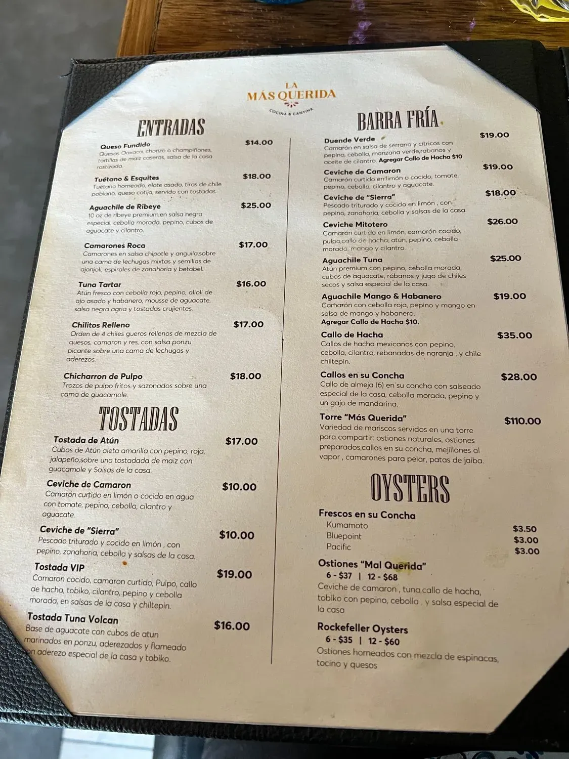 La Más Querida Cantina & Cocina Menu - Updated October 2025