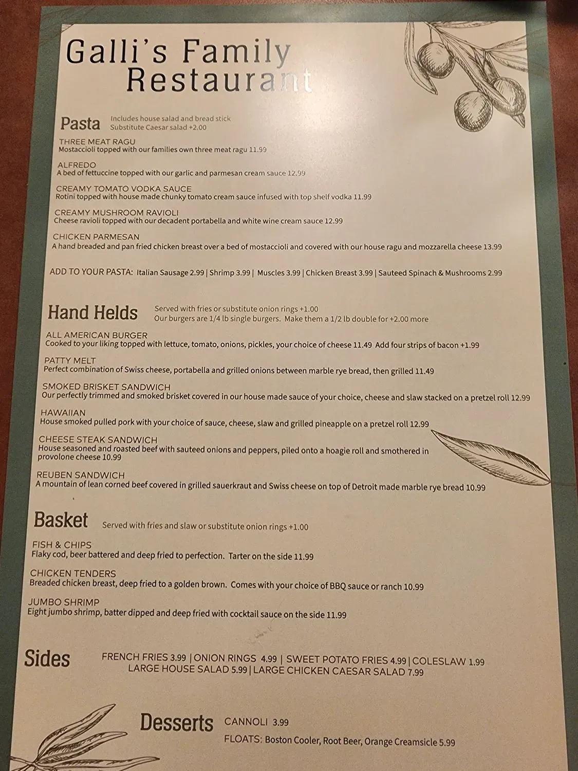 Galli's family restaurant Menu - Updated November 2025