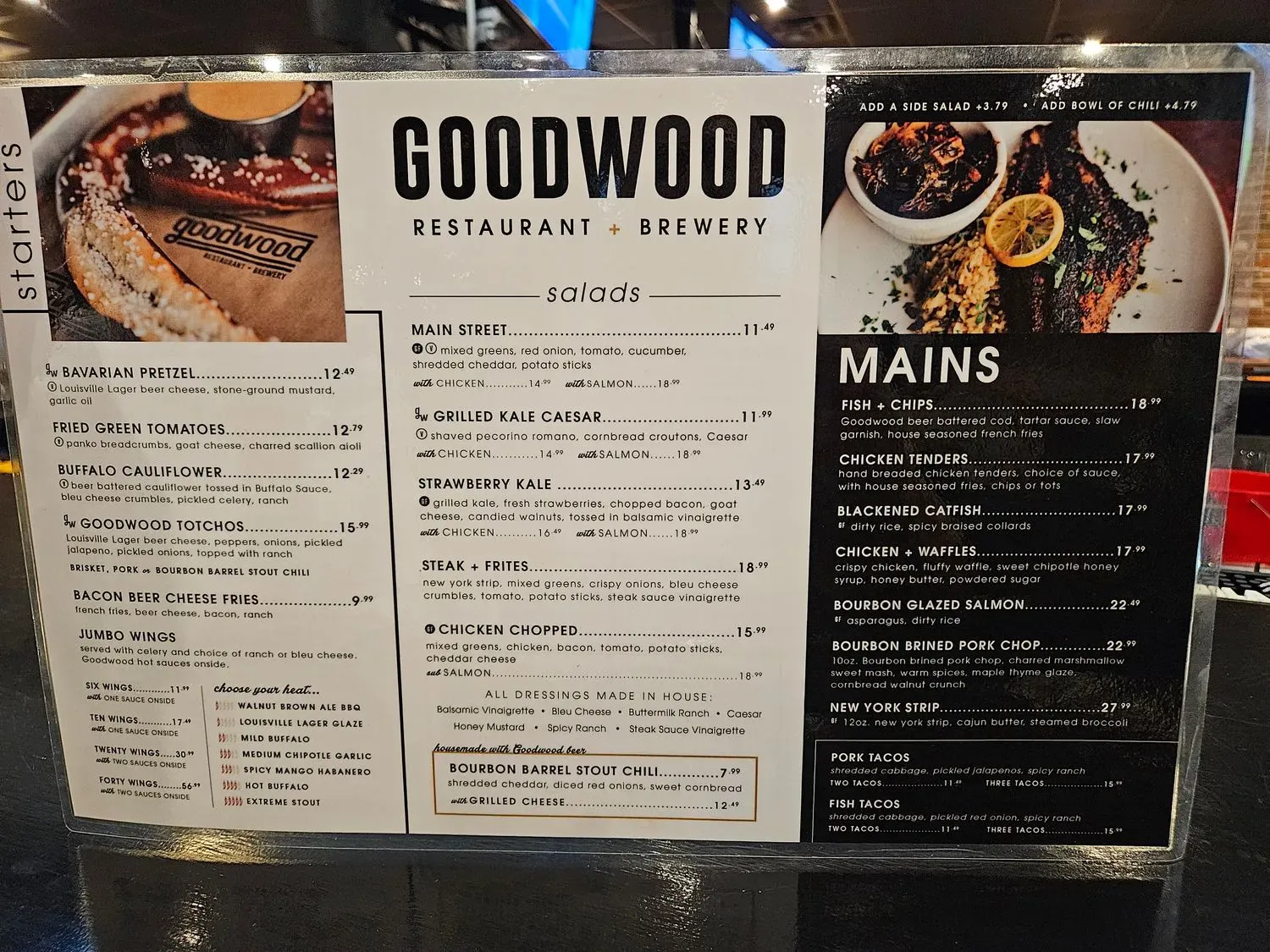 Goodwood Brewing & Spirits Menu - Updated October 2025