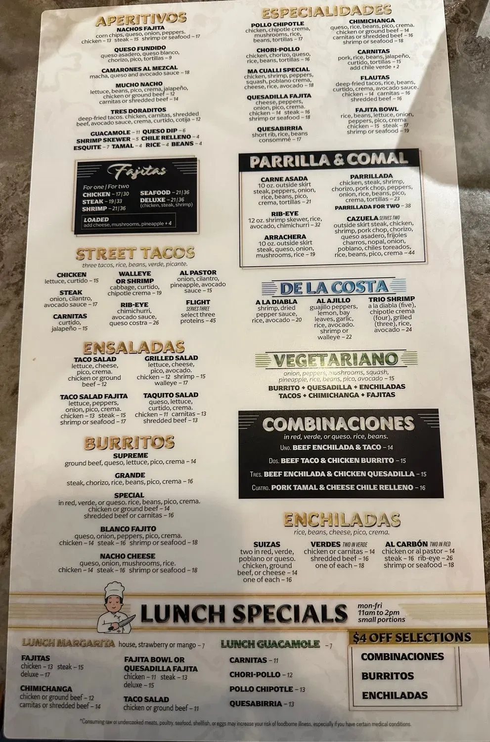 Ma Cualli Menu - Updated November 2025