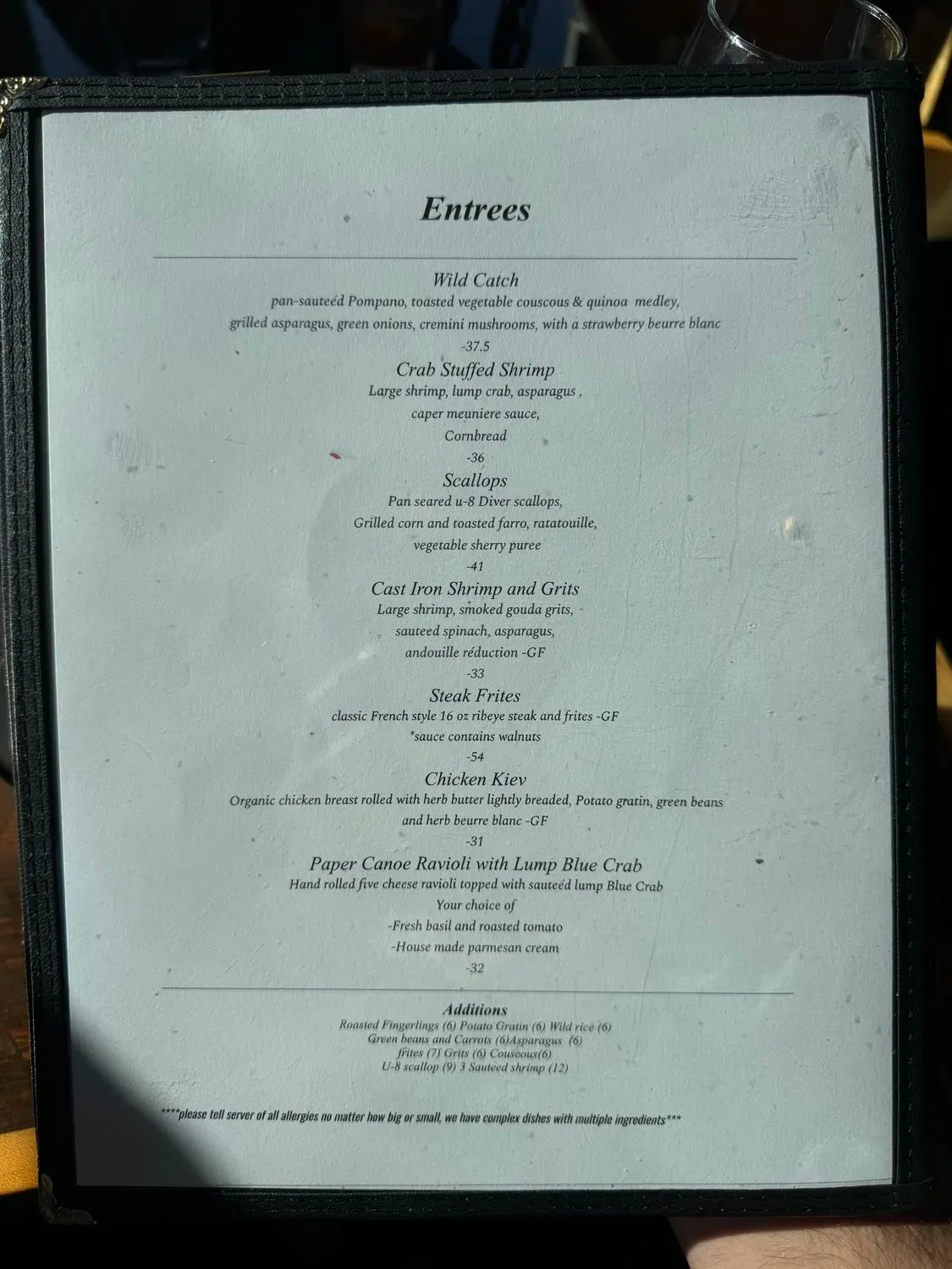 The Paper Canoe Menu - Updated October 2025
