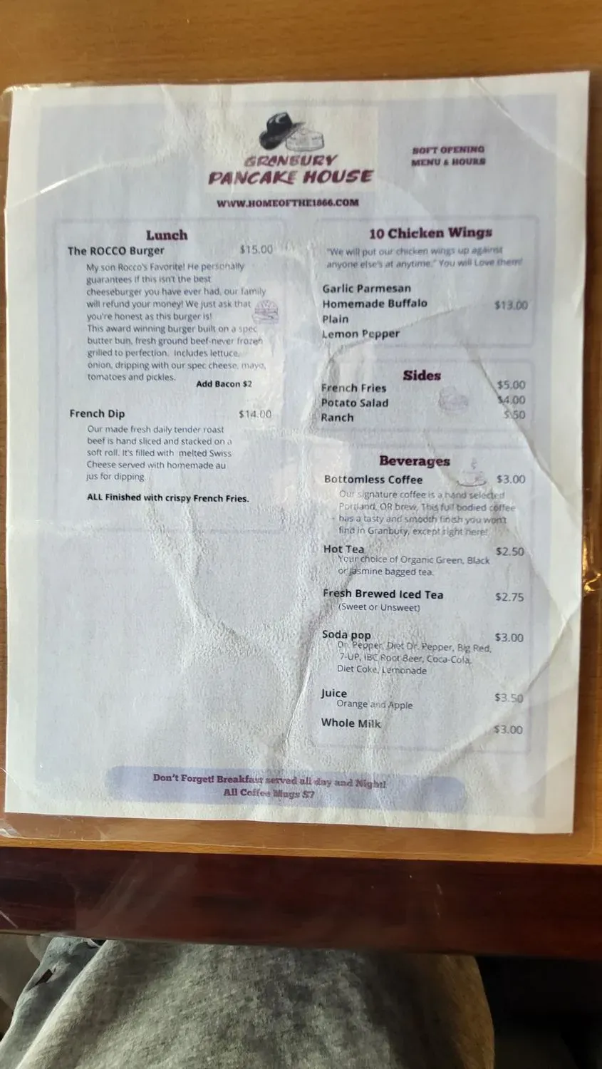 Granbury Pancake House Menu - Updated November 2025