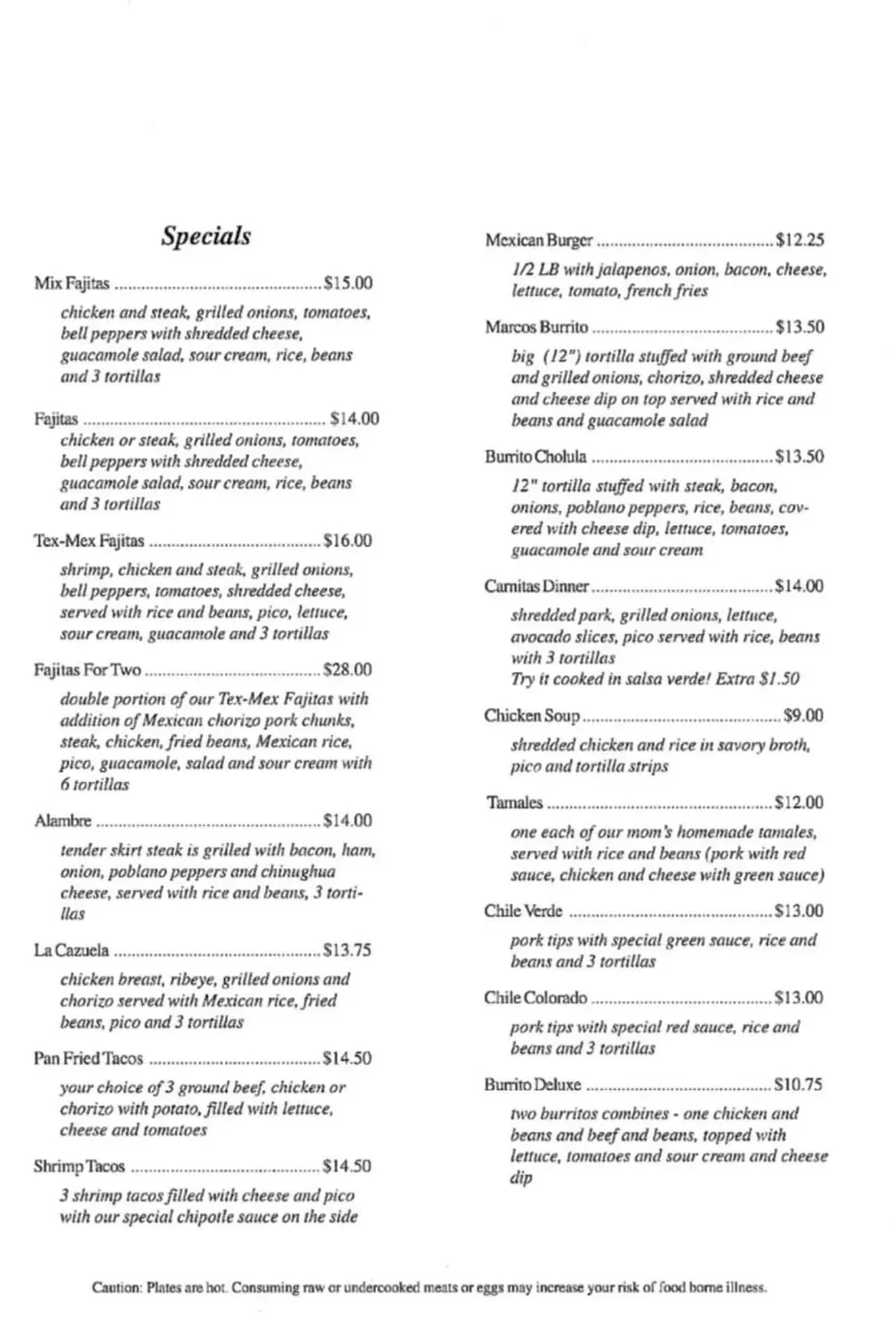 Don Julio's Mexican Restaurant Menu - Updated November 2025