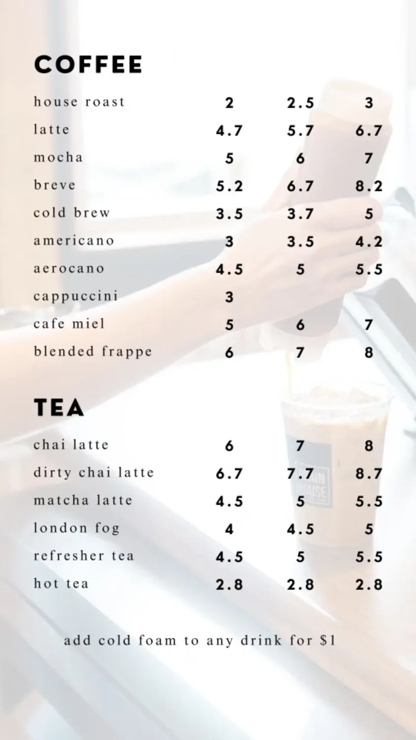 The Grain House Menu - Updated November 2025