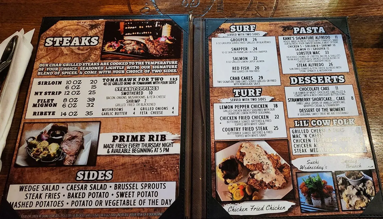 Kane's Cattle Co. Menu - Updated November 2025