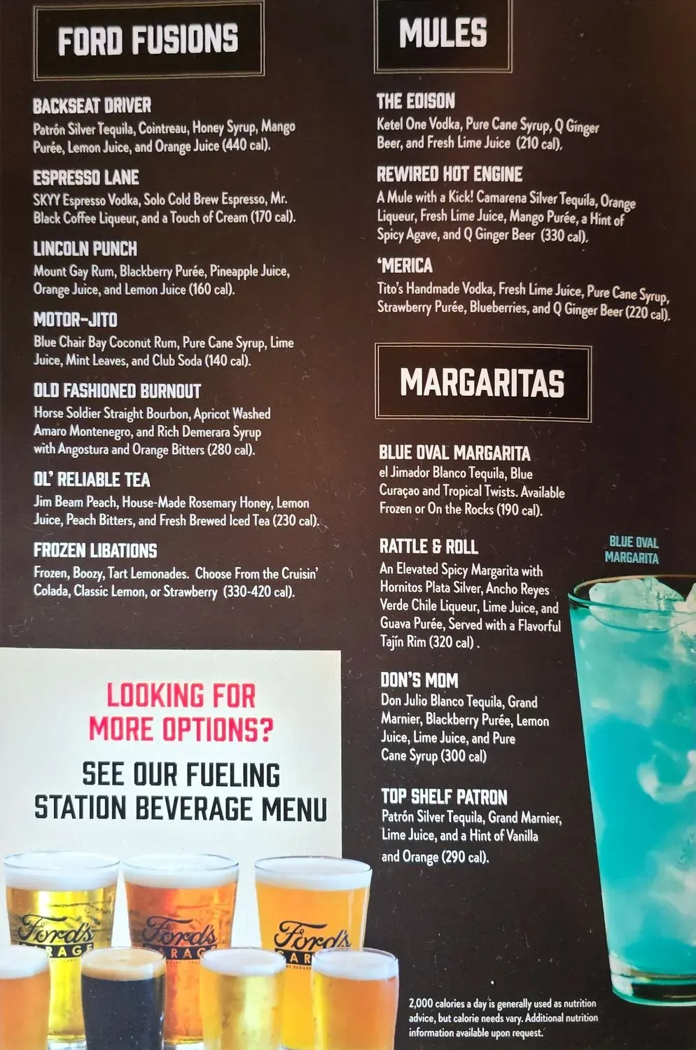 Ford's Garage Liberty Menu - Updated November 2025