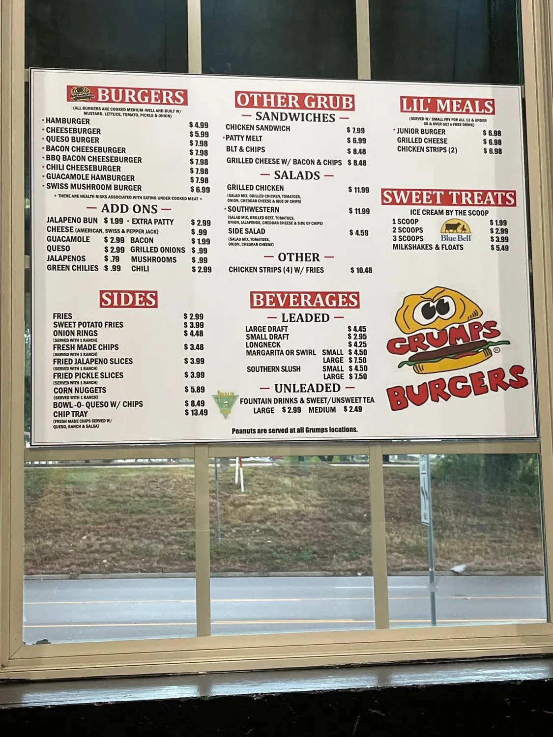 Grumps Burgers Glen Rose Menu - Updated October 2025